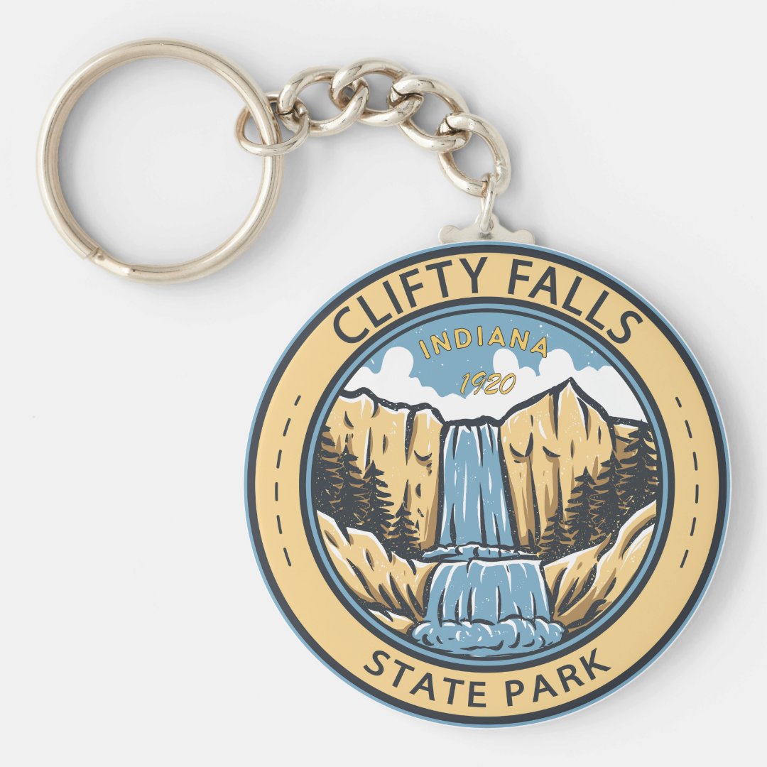 Clifty Falls State Park Indiana Badge Keychain | Zazzle