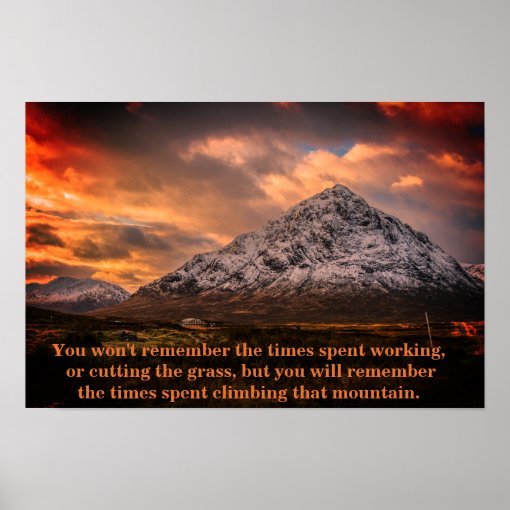 Climb That Mountain Landscape Inspirational Quote Poster | Zazzle