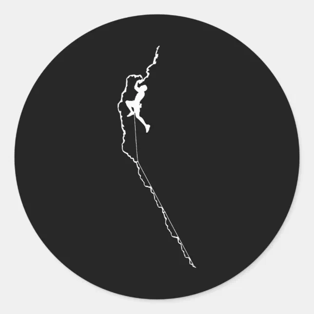 Climbing Rock Mountain Climber Bouldering Classic Round Sticker | Zazzle