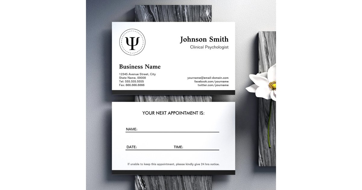 Clinical Psychologist Simple Logo Appointment Card | Zazzle