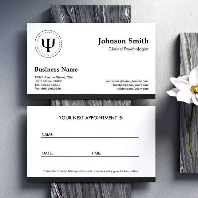 Clinical Psychologist Simple Logo Appointment Card | Zazzle