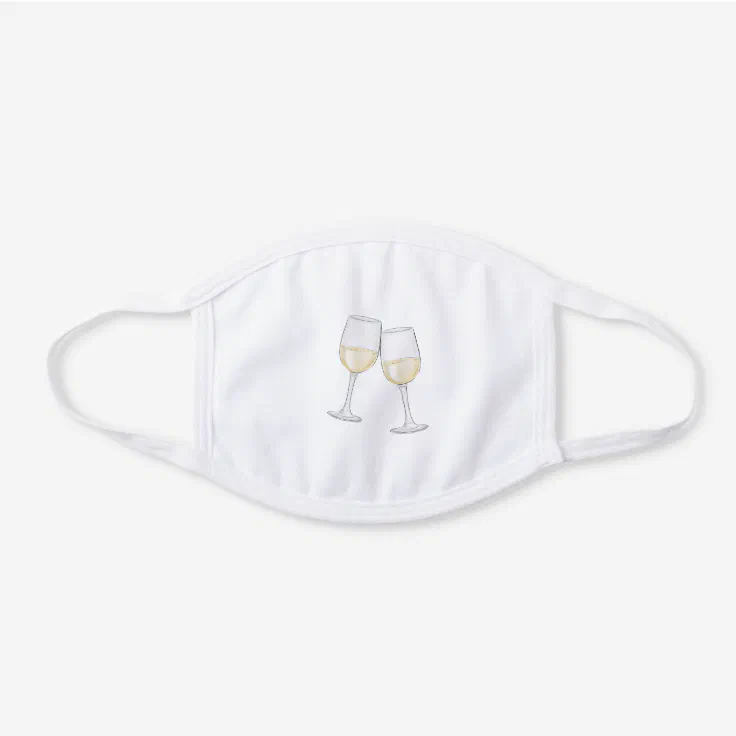 Clinking White Wine Glasses White Cotton Face Mask | Zazzle