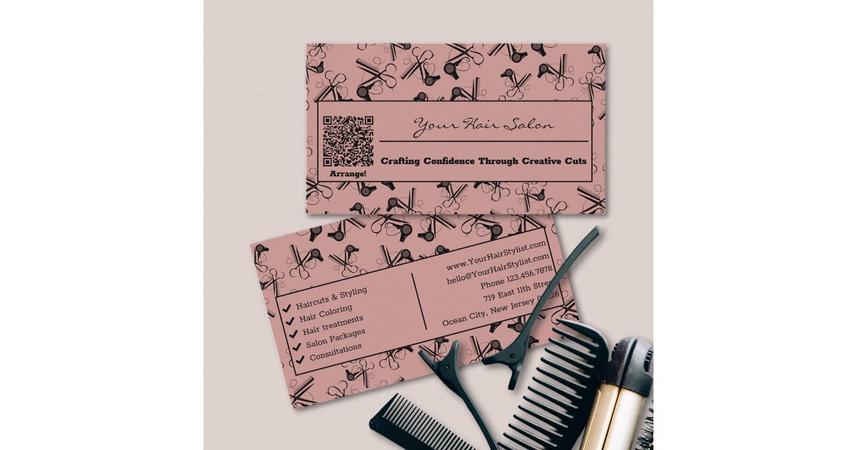 Clipper Comb Blower QR Code Hair Salon Business Card | Zazzle