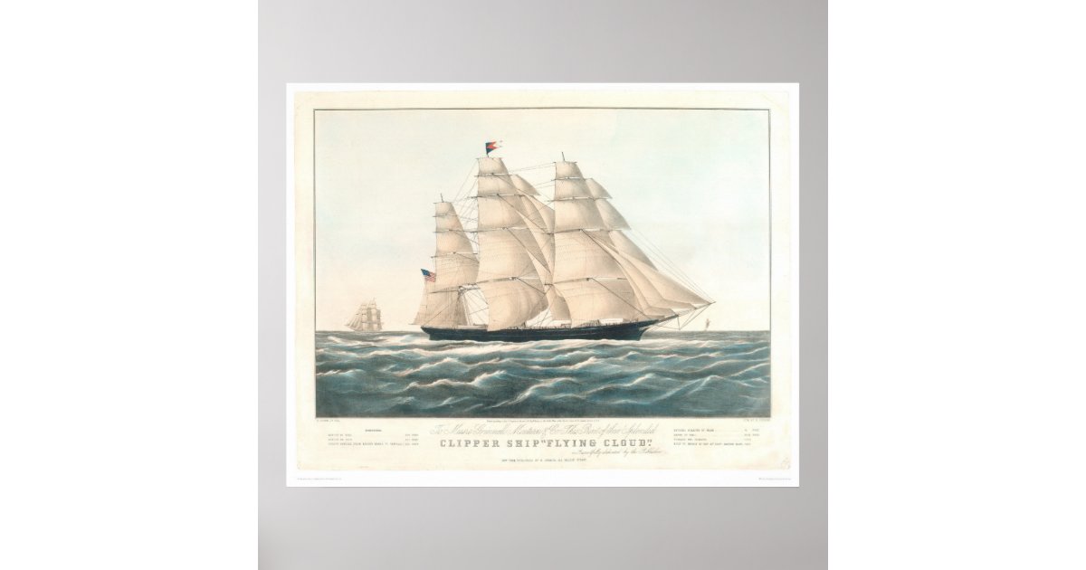 Clipper ship "Flying Cloud" (0397A) Poster | Zazzle