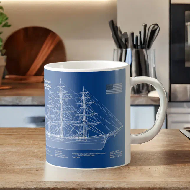 Clipper Ship Flying Cloud - Blueprint ABD Coffee Mug | Zazzle