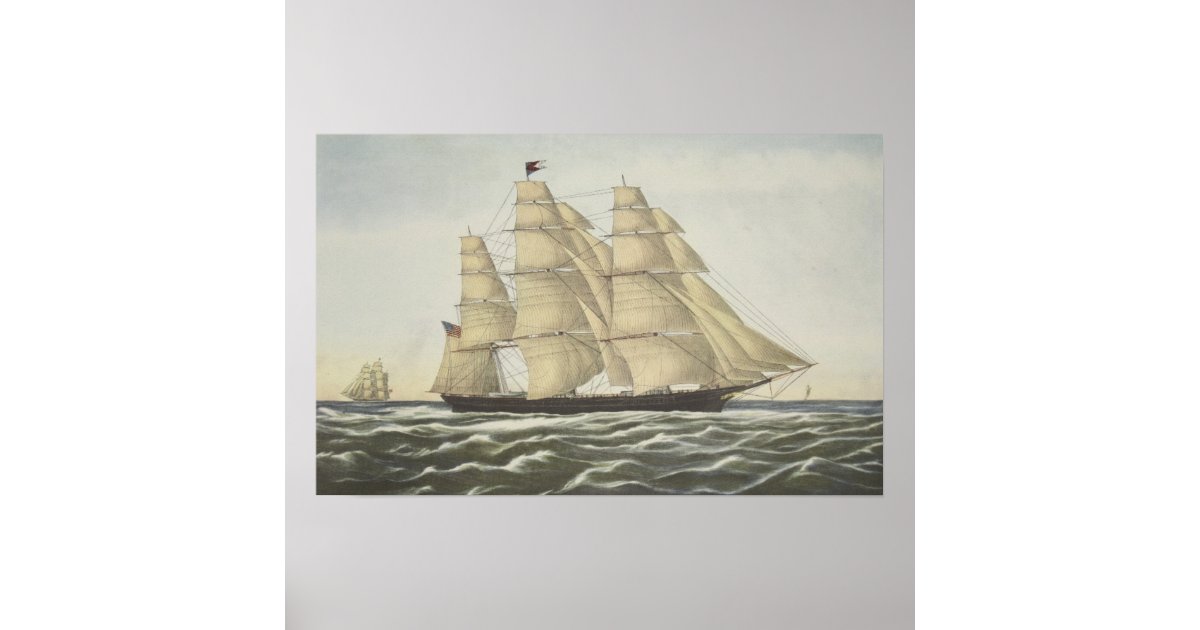 Clipper Ship, Flying Cloud Poster | Zazzle