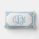 CLM Sky Blue Greek Key Script Monogram Lumbar Pillow | Zazzle