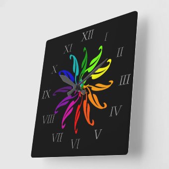 Clock - Color Wheel leaves with Roman Numerals | Zazzle