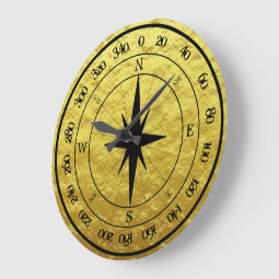 Clock Compass Rose Antique Gold and Black Accents | Zazzle