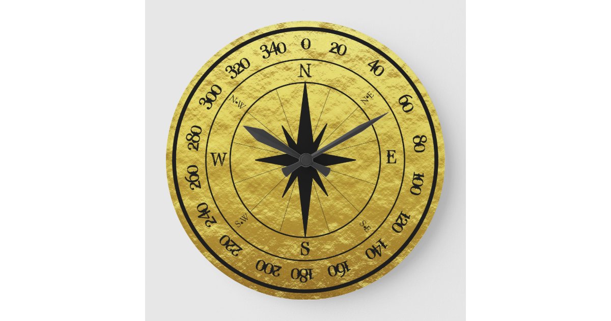 Clock Compass Rose Antique Gold and Black Accents | Zazzle