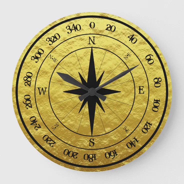 Clock Compass Rose Antique Gold and Black Accents | Zazzle
