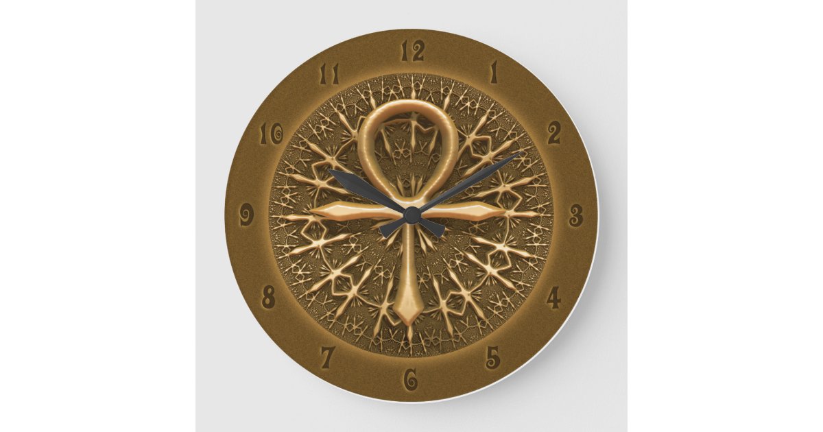 CLOCK - EGYPTIAN ANKH GOLDEN ORNAMENT | Zazzle