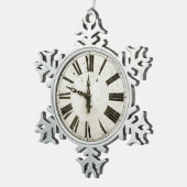 Clock Face Snowflake Pewter Christmas Ornament | Zazzle