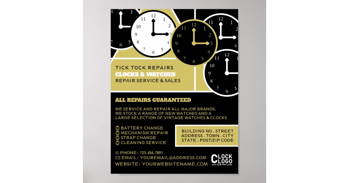 Clock Faces, Horologist Advertising Poster | Zazzle
