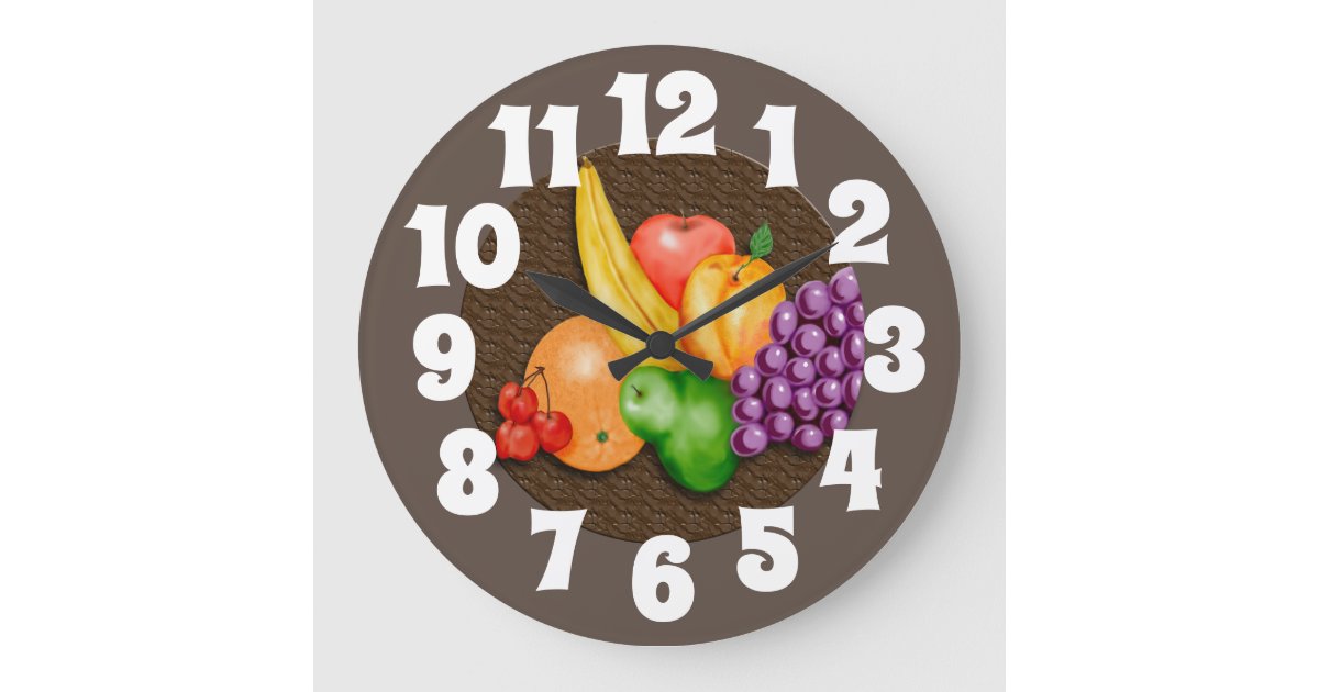 Clock featuring fruit | Zazzle