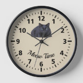 Clock - Meow Time with Black Cat | Zazzle