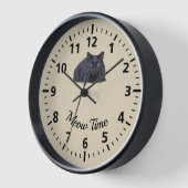 Clock - Meow Time with Black Cat | Zazzle