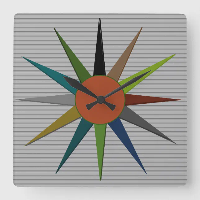 Clock Mid-Century Modern Star | Zazzle