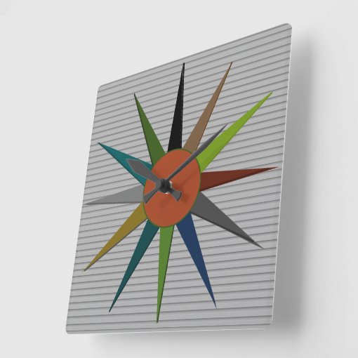 Clock Mid-Century Modern Star | Zazzle