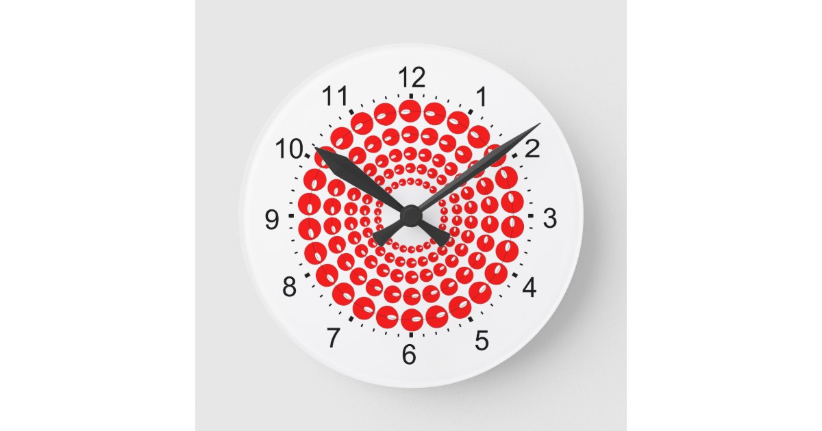 Clock - Red Concentric Circles of Beads | Zazzle