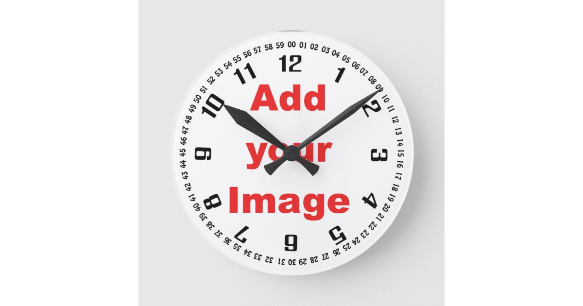 Clock template - Numbers & seconds- Add your Image | Zazzle