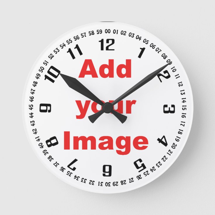 Clock template - Numbers & seconds- Add your Image | Zazzle