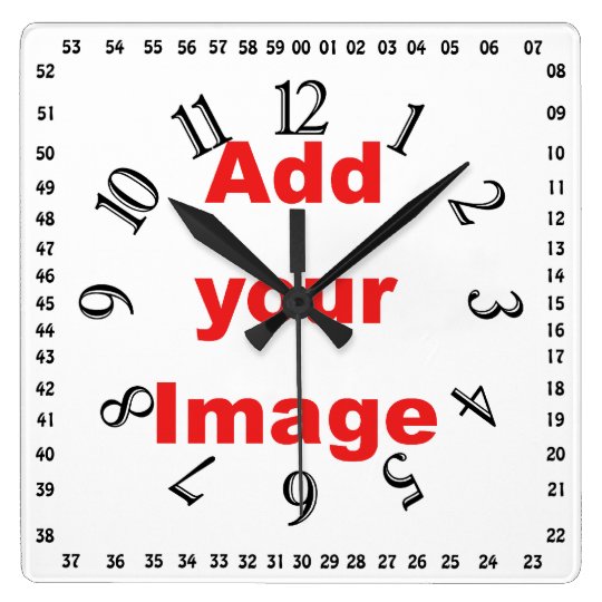 Clock template - Square & numbers - Add your Image | Zazzle.com