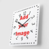 Clock template - Square & numbers - Add your Image | Zazzle