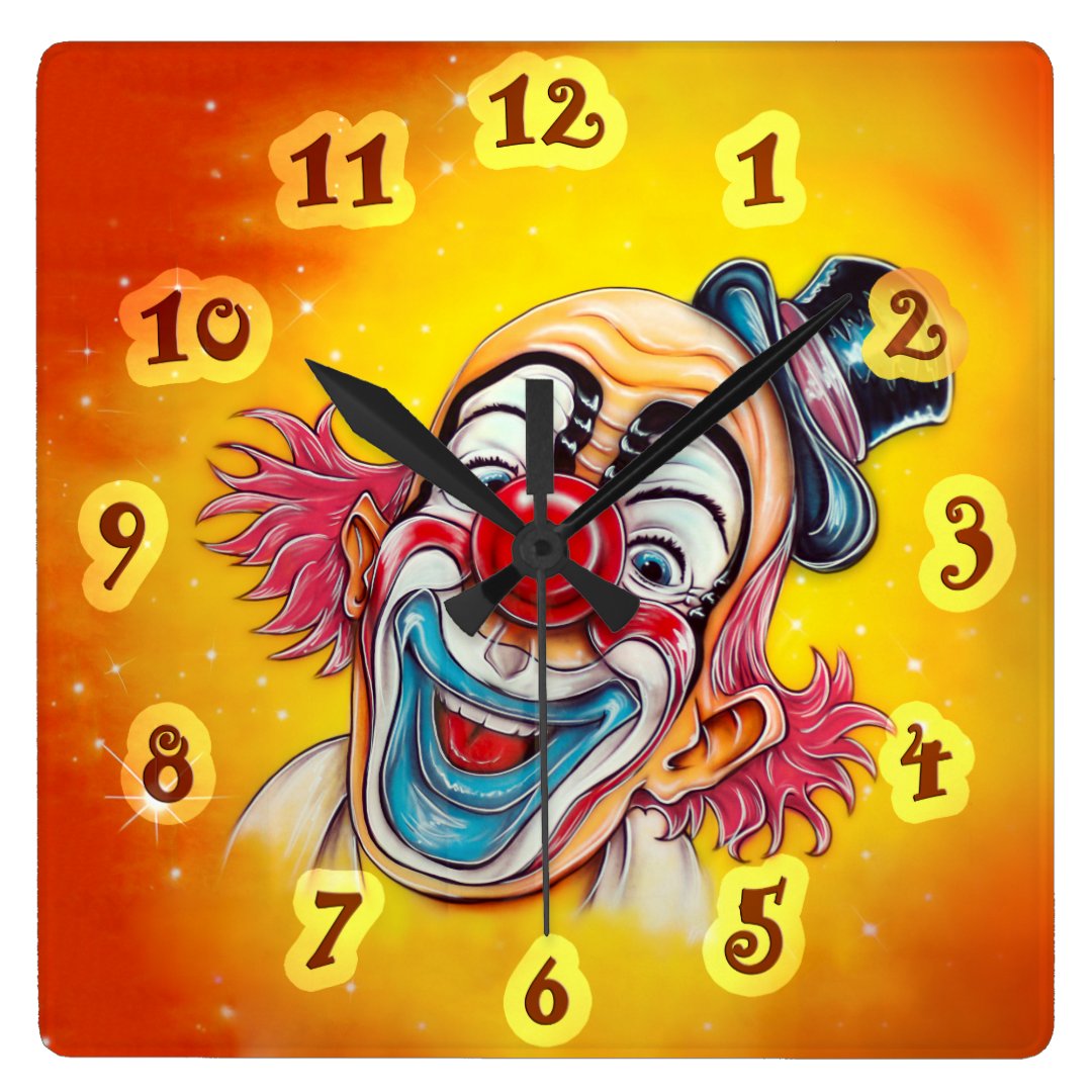 CLOCK WITH A COLORFUL LAUGHING CLOWN | Zazzle