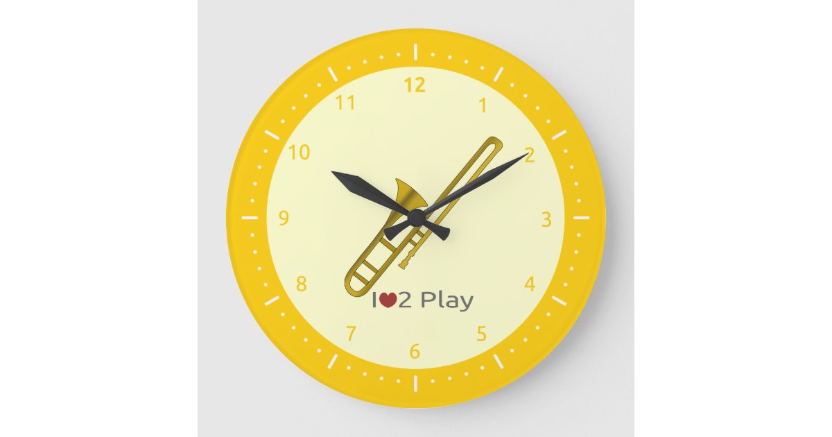 Clock with illustration of a trombone | Zazzle