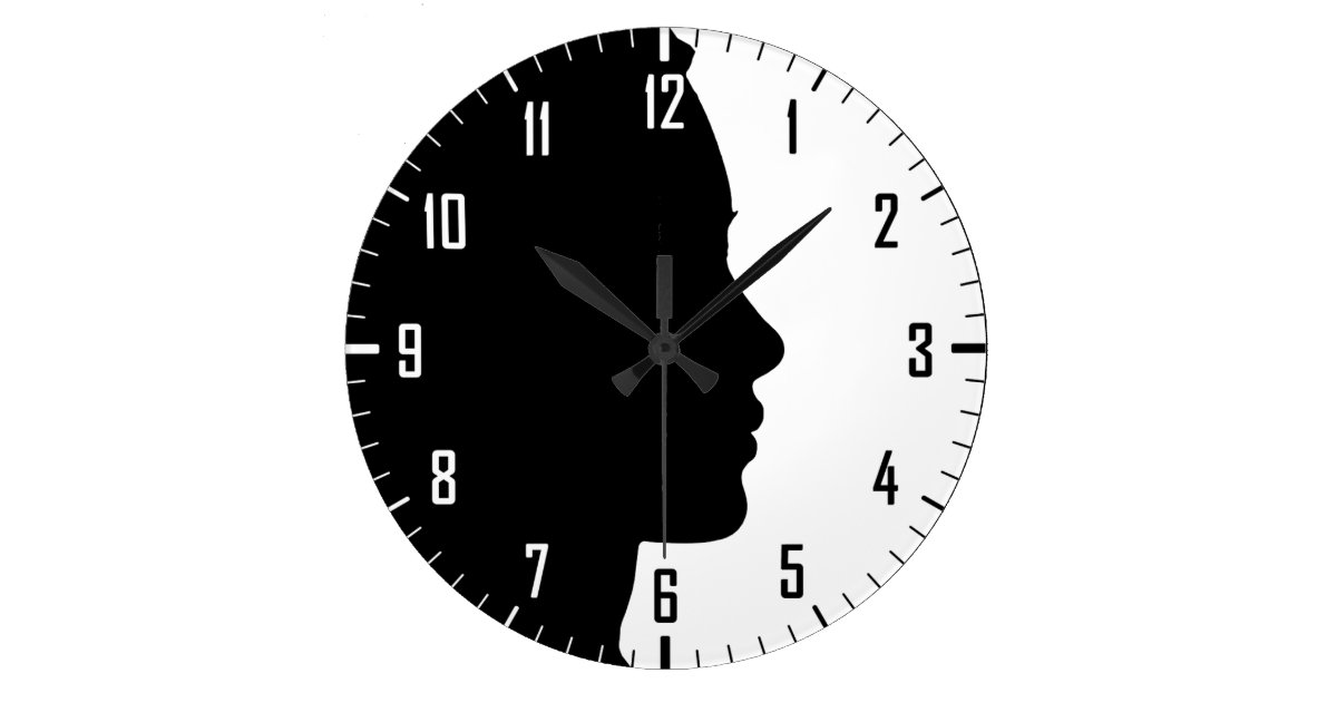 CLOCK - WOMAN FACE PROFILE SILHOUETTE | Zazzle