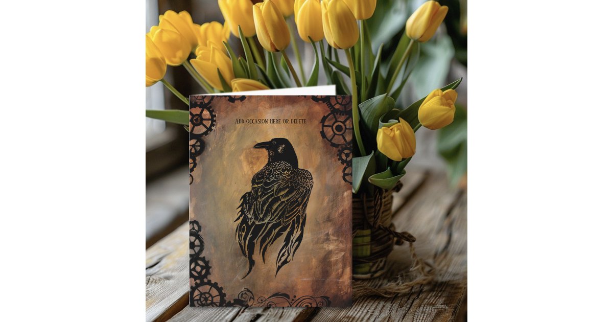 Clockwork Raven Card | Zazzle