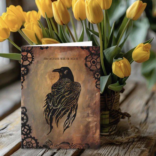 Clockwork Raven Card | Zazzle