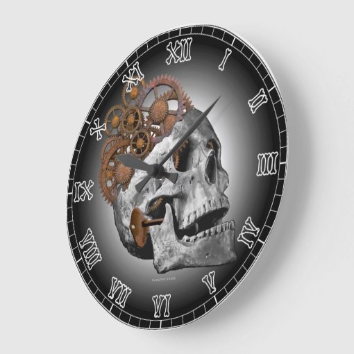 Clockwork Skull Cogs Steampunk Skeleton Gothic Large Clock | Zazzle