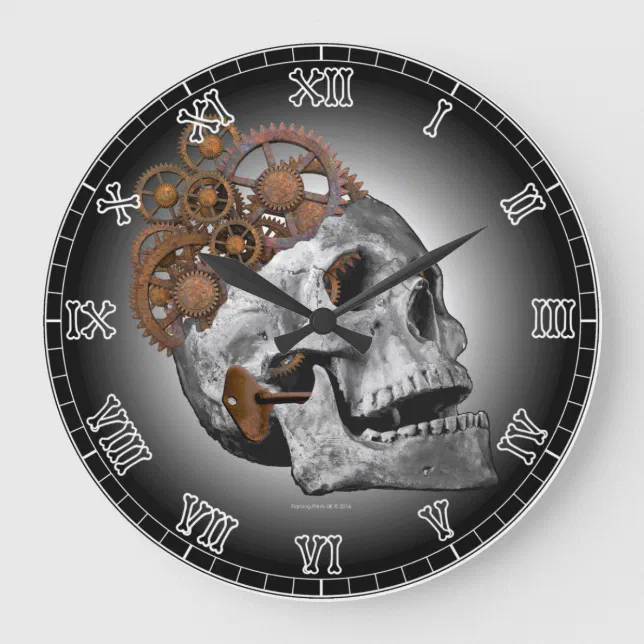 Clockwork Skull Cogs Steampunk Skeleton Gothic Large Clock | Zazzle
