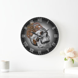 Clockwork Skull Cogs Steampunk Skeleton Gothic Large Clock | Zazzle