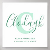 Clodagh name meaning shades of green text custom poster | Zazzle