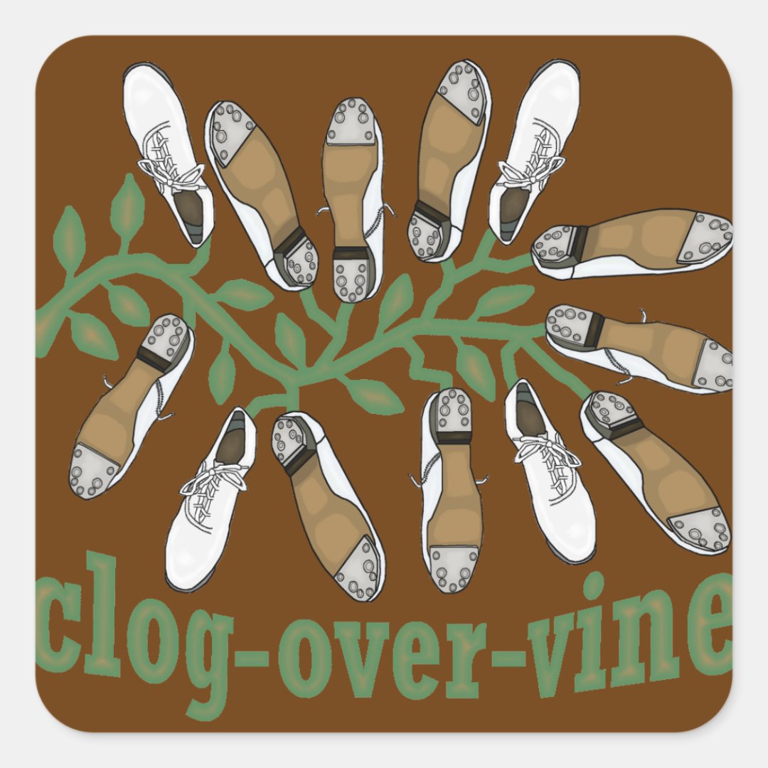 Clog Over Vine Dance Square Sticker | Zazzle