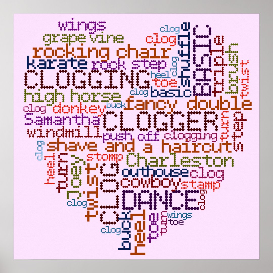 Clogger Clogging Word Art Poster | Zazzle
