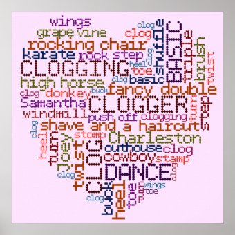 Clogger Clogging Word Art Poster | Zazzle