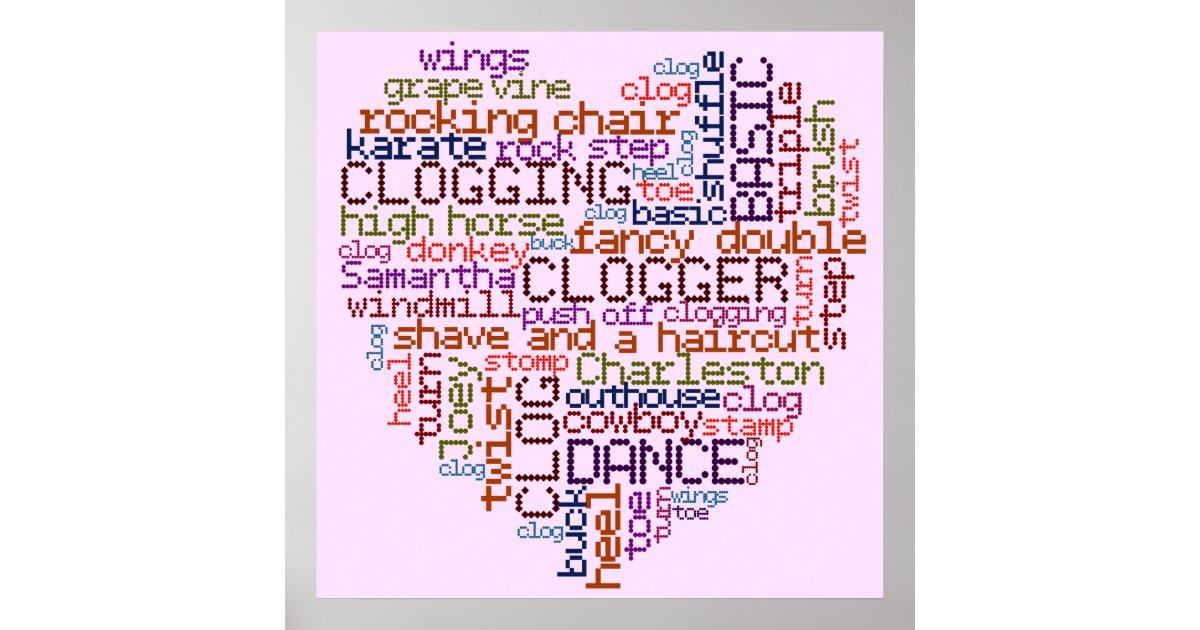 Clogger Clogging Word Art Poster | Zazzle