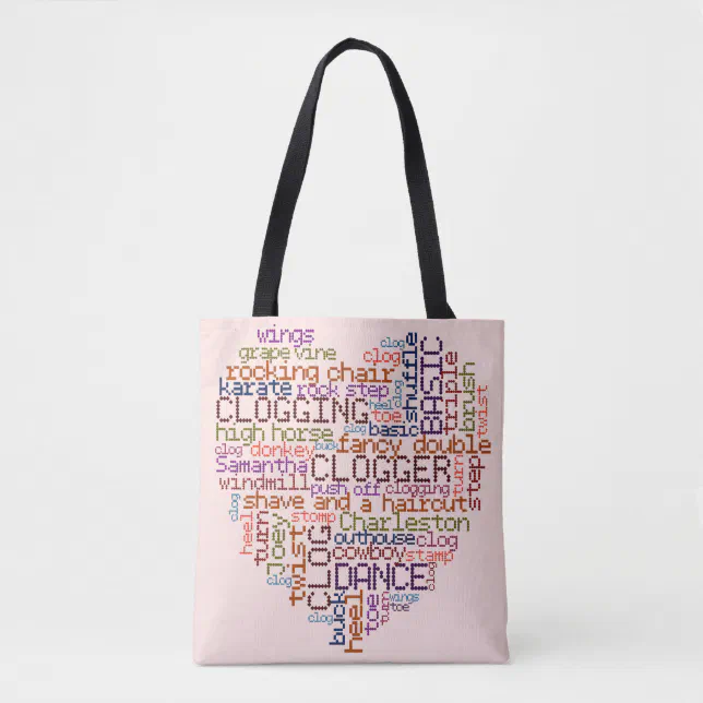 Clogging Dance Steps Clogger Word Art Heart Tote Bag | Zazzle