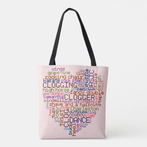 Clogging Dance Steps Clogger Word Art Heart Tote Bag | Zazzle