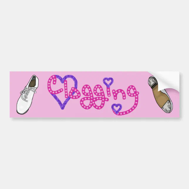 Clogging Love Stars Hearts Pink Bumper Sticker | Zazzle