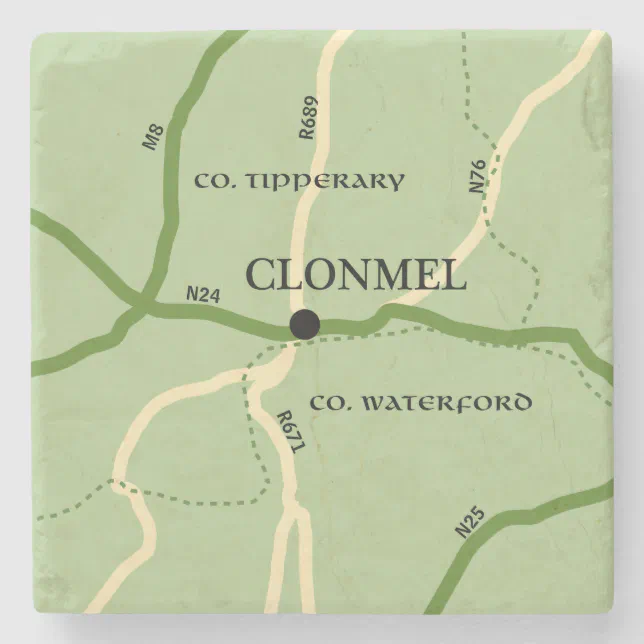 Clonmel County Tipperary Ireland Road Map Stone Coaster | Zazzle