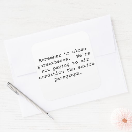 Close Parentheses sticker | Zazzle