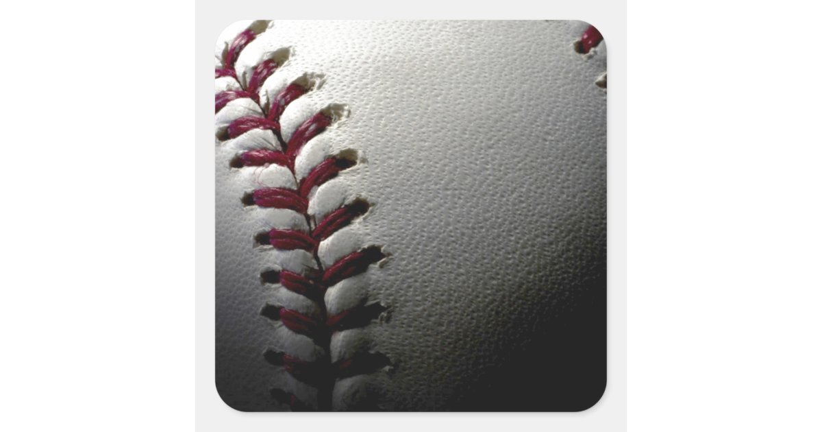 Close-up Baseball Square Sticker | Zazzle