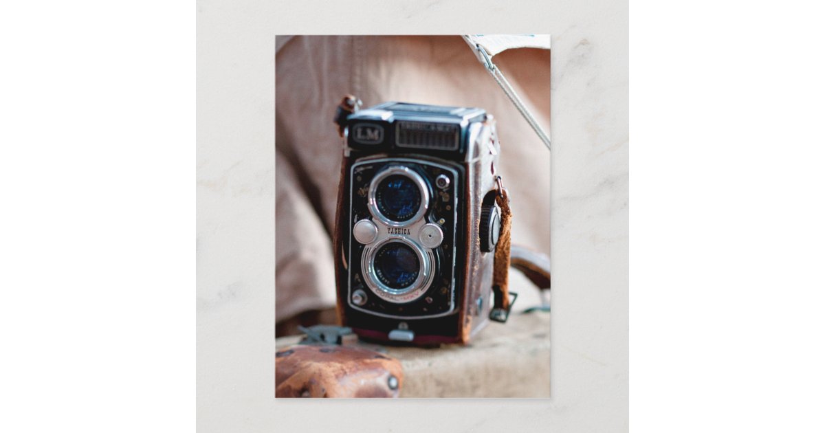 Close-up of an antique camera postcard | Zazzle