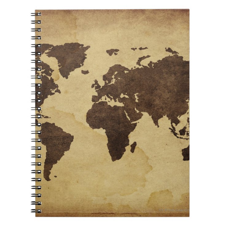 Close up of antique world map 3 notebook | Zazzle