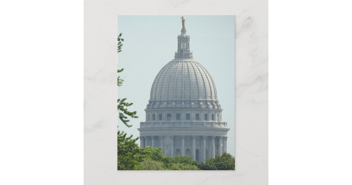 Close Up of the top of the Madison, Wi Capitol Postcard | Zazzle